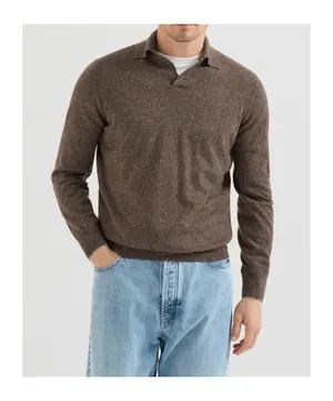 Brunello Cucinelli Long-sleeved Knitted Polo Shirt - Gray