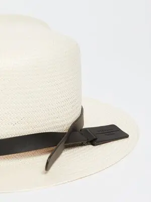 Max Mara Straw Panama Hat With Leather Logo Strap