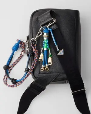 Prada Leather Shoulder Bag With Charm - Black