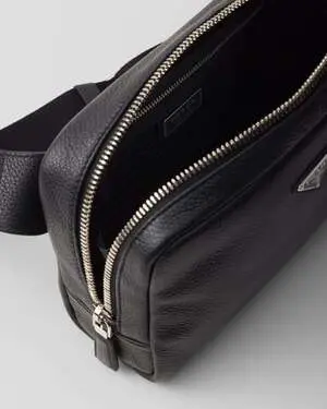 Prada Leather Shoulder Bag With Charm - Black