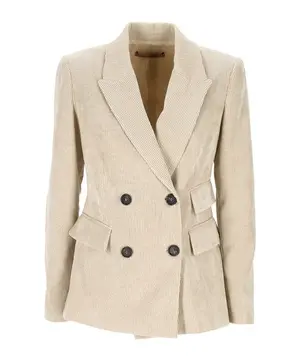 D.exterior D.EXTERIOR Corduroy-Effect Double-Breasted Blazer No