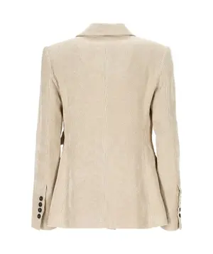 D.exterior Corduroy-effect Double-breasted Blazer