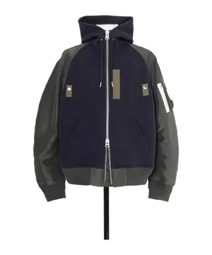 Sacai Panelled Zip-up Hoodie - Navyd/khaki