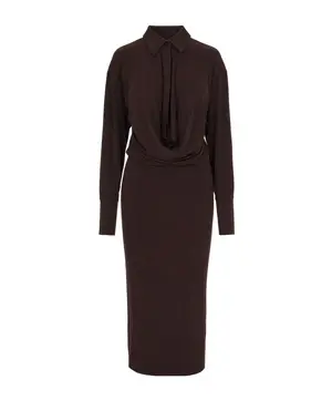 Andamane Lilia Draped Midi Dress - Darkbrown