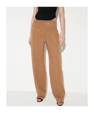 Elisabetta Franchi Balloon Denim Jeans With Rhinestones