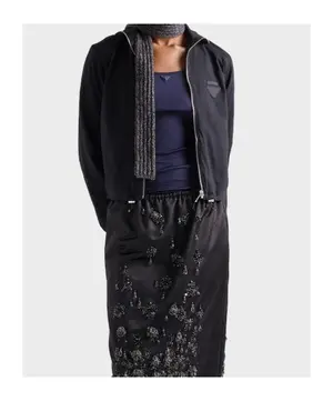 Prada Reversible Jersey Zipper Jacket With Hood