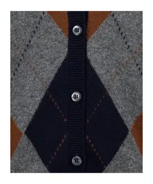 Prada Argyle Embroidered V-neck Cardigan
