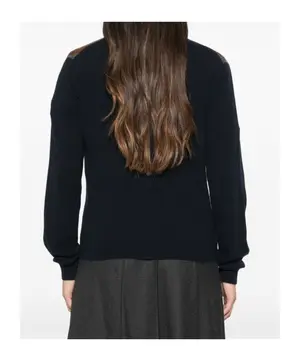 Prada Argyle Embroidered V-neck Cardigan