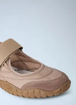 Miu Miu Tyre Technical Fabric And Suede Ballerinas
