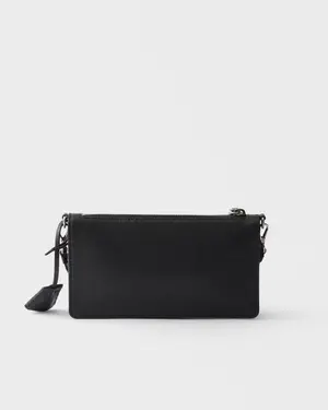 Prada Leather Zipper Clutch With Embossed Logo