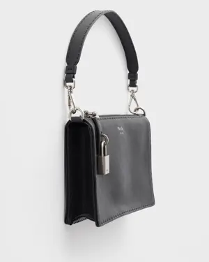 Prada Leather Zipper Clutch With Embossed Logo