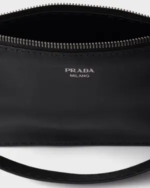 Prada Leather Zipper Clutch With Embossed Logo