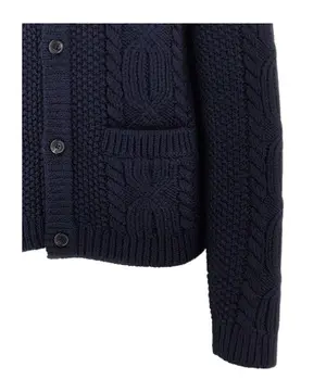 Saint Laurent Cable-knit Cardigan - Ocean