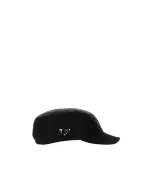 Prada Re-nylon Baseball Cap With Enamel Triangle Logo - Black