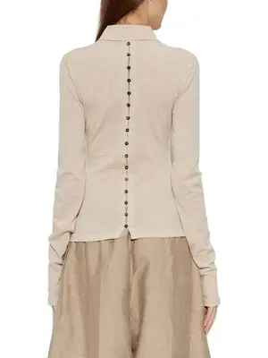 Jacquemus Long-sleeve Knitted Polo Shirt - Light Beige