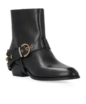 Pinko Buckle-detail Leather Ankle Boots