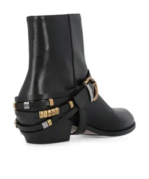 Pinko Buckle-detail Leather Ankle Boots