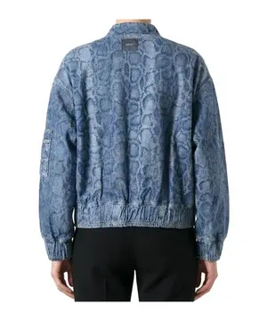 Liu Jo Denim Bomber Jacket With Python Print