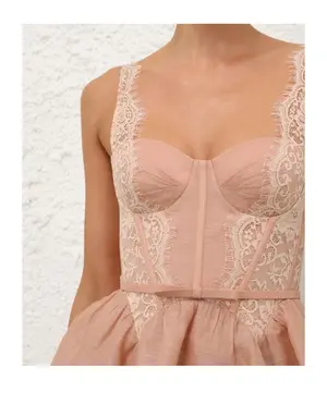 Zimmermann Lace-trim Belted Mini Dress - Light Pink