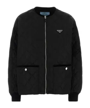 Prada Quilted Zip Jacket With Triangle Logo
