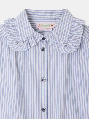 Bonpoint Mayles Blouse With Stripes And Ruffled Collar