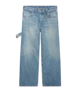 Celine Wide Leg Jeans In Cotton Denim - Clear Waterfall
