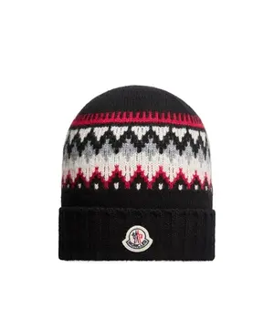 Moncler Jacquard Wool Beanie - Black