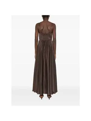 Zimmermann Sleeveless V-neck Draped Maxi Dress - Dark Chocolate