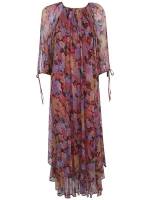 Rixo Floral Pleated Midi Dress