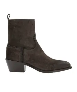 Sartore Velour 45mm' Ankle Boots With Zipper - Brown