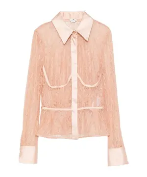 Elisabetta Franchi Lace-panelled Satin-trim Shirt - Pink