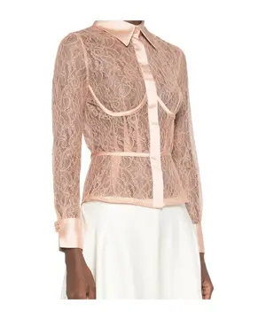 Elisabetta Franchi Lace-panelled Satin-trim Shirt