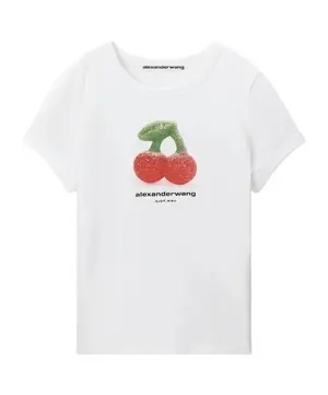 Alexander Wang Cher Ry Graphic Fitted Ringer Tee