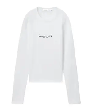 Alexander Wang Logo Print Slim Fit Long Sleeve T-shirt - White