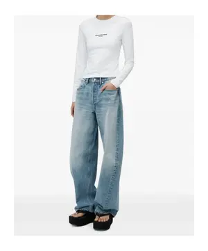 Alexander Wang Logo Print Slim Fit Long Sleeve T-shirt