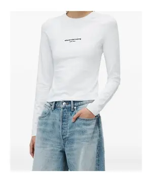 Alexander Wang Logo Print Slim Fit Long Sleeve T-shirt