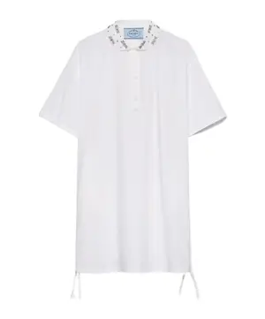 Prada Embroidered Poplin Mini-dress - White