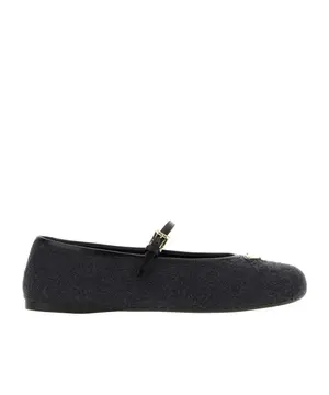 Prada Round-toed Ballet Shoes - Coal Gray
