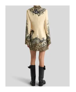 Etro Envers Satin Mini Dress With Front Print And Leopard Motif