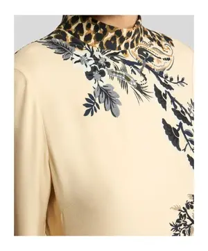 Etro Envers Satin Mini Dress With Front Print And Leopard Motif