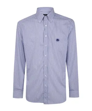 Etro Striped Embroidered-logo Shirt