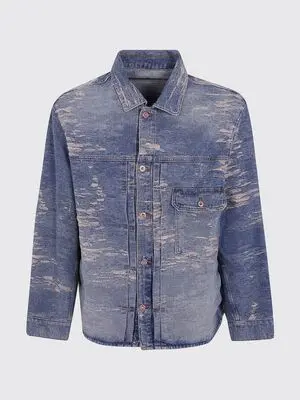 Emporio Armani Distressed Denim Shirt Jacket With Patch Pockets