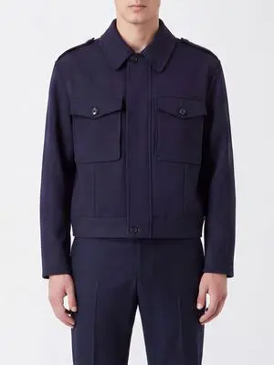Emporio Armani Single-breasted Short Virgin Wool Coat With Epaulettes