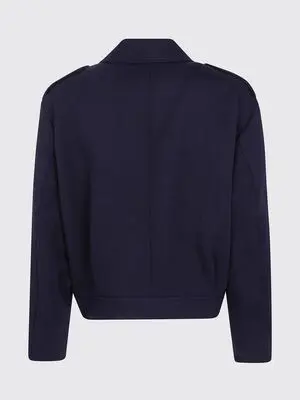 Emporio Armani Single-breasted Short Virgin Wool Coat With Epaulettes