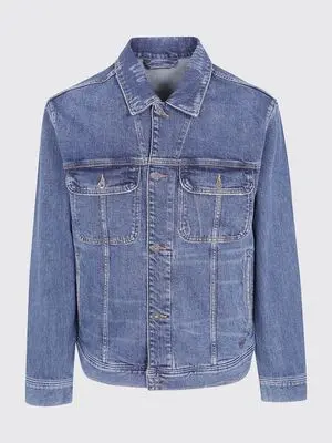 Emporio Armani Short Cotton Denim Jacket With Flap Patch Pockets