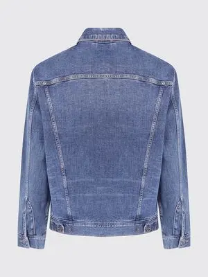 Emporio Armani Short Cotton Denim Jacket With Flap Patch Pockets