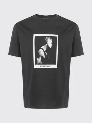 Emporio Armani Graphic Print Cotton Crewneck T-shirt With A Slim Fit