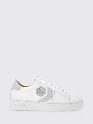 Philipp Plein Leather Low-top Trainers With Monogram Pattern And Hexagon Logo