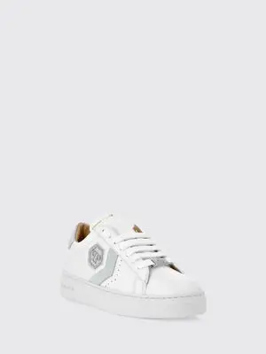 Philipp Plein Leather Low-top Trainers With Monogram Pattern And Hexagon Logo