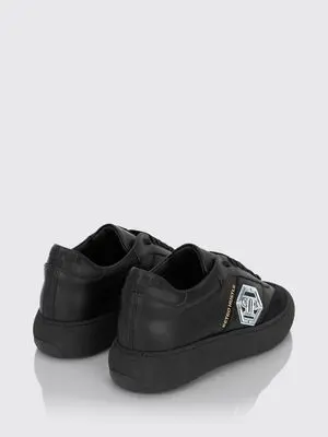 Philipp Plein Retro Hustle Monogram Leather Low-top Trainers With Platform Sole - Black